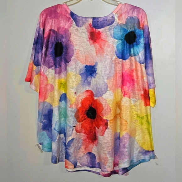 Et Lois | Tops | Et Lois Apple Style Top In Watercolor Floral Pink Blue ...